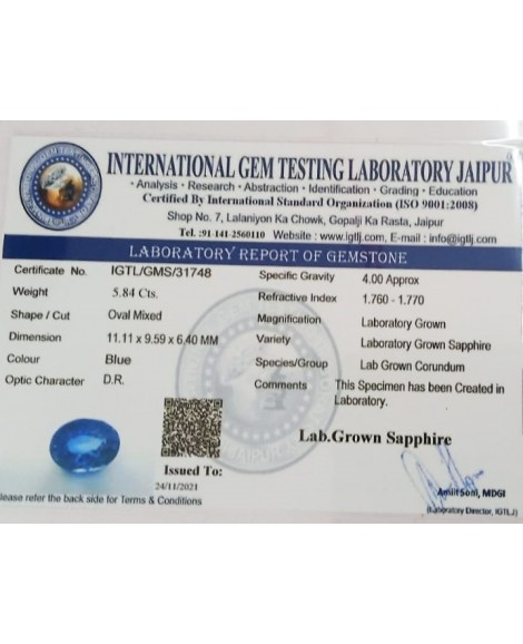LAB GROWN BLUE SAPHHIRE